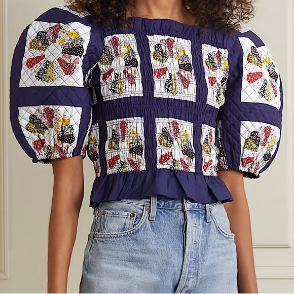 Sea New York | Tops | Sea Pippin Patchwork Openback Shirred Quilted Printed Cotton Top | Poshmark